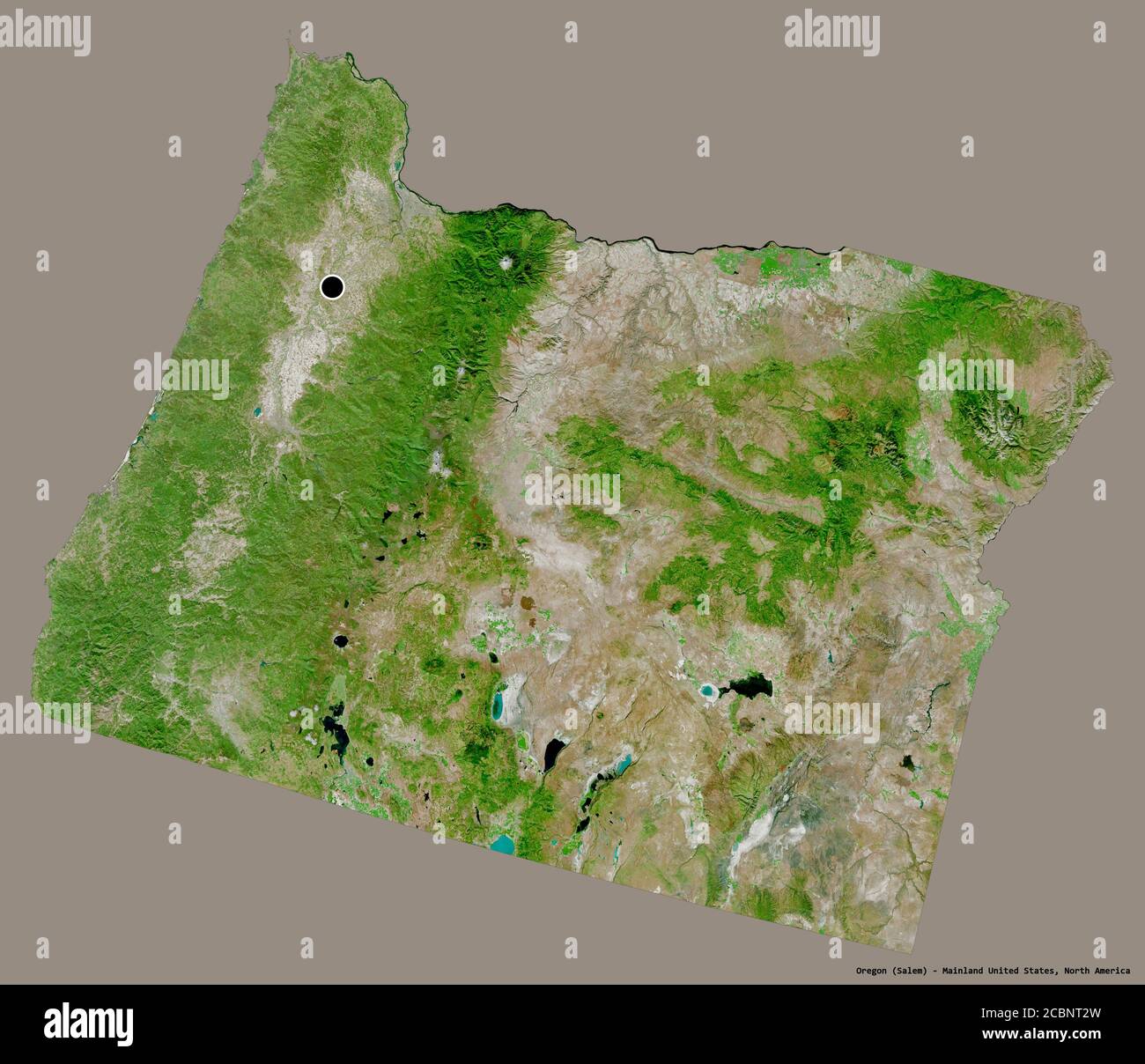 Shape of Oregon, state of Mainland United States, with its capital ...