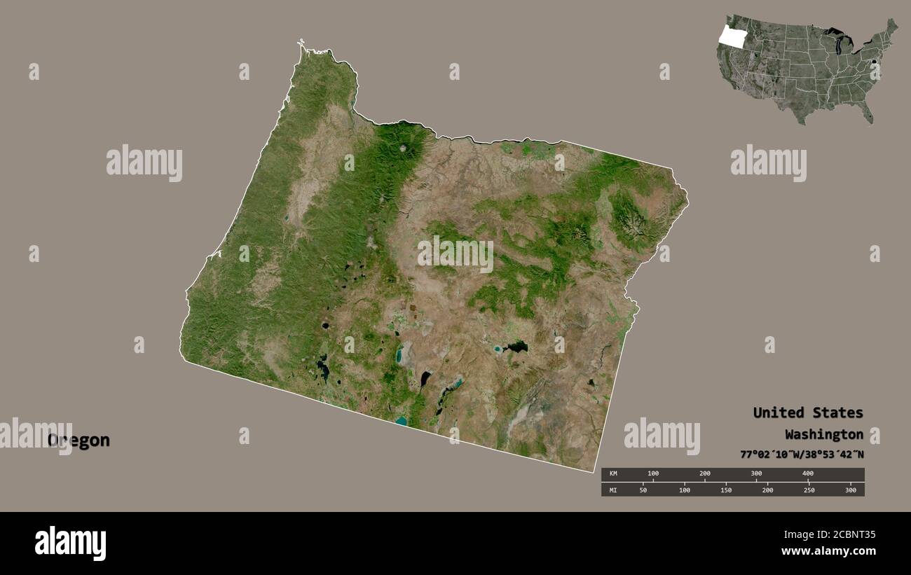 Shape of Oregon, state of Mainland United States, with its capital ...