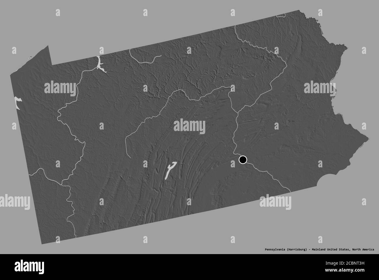 Shape of Pennsylvania, state of Mainland United States, with its ...