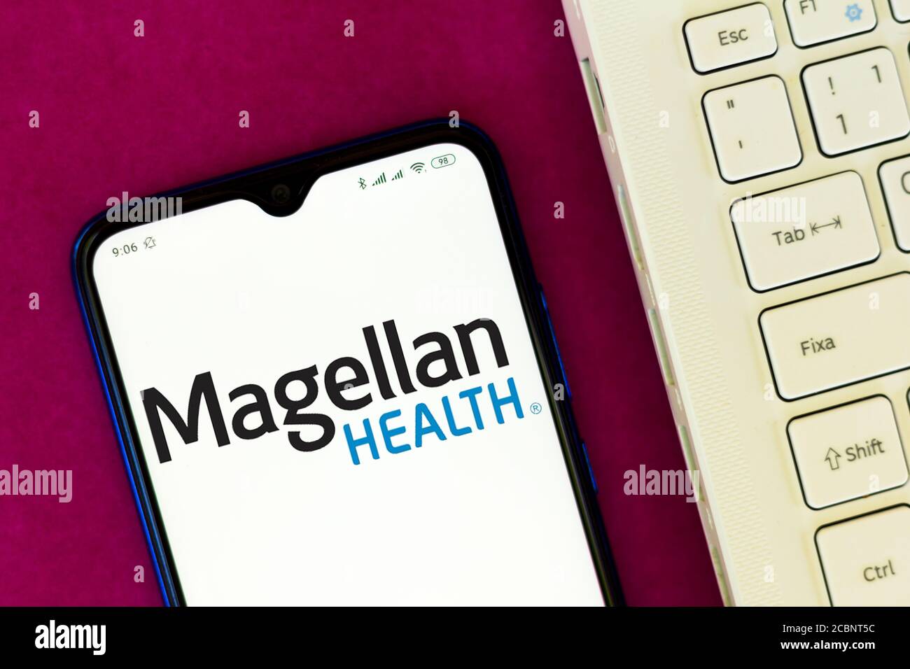 In this photo illustration the Magellan Health logo seen displayed on a ...