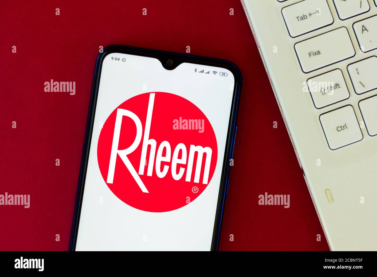In this photo illustration the Rheem Manufacturing Company logo seen ...