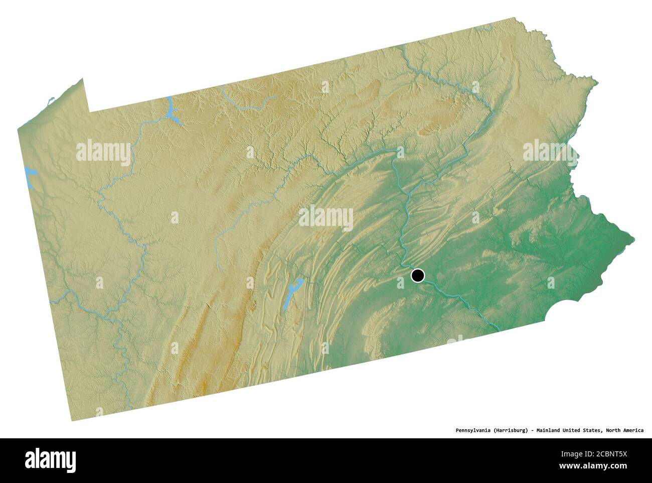 Shape of Pennsylvania, state of Mainland United States, with its ...