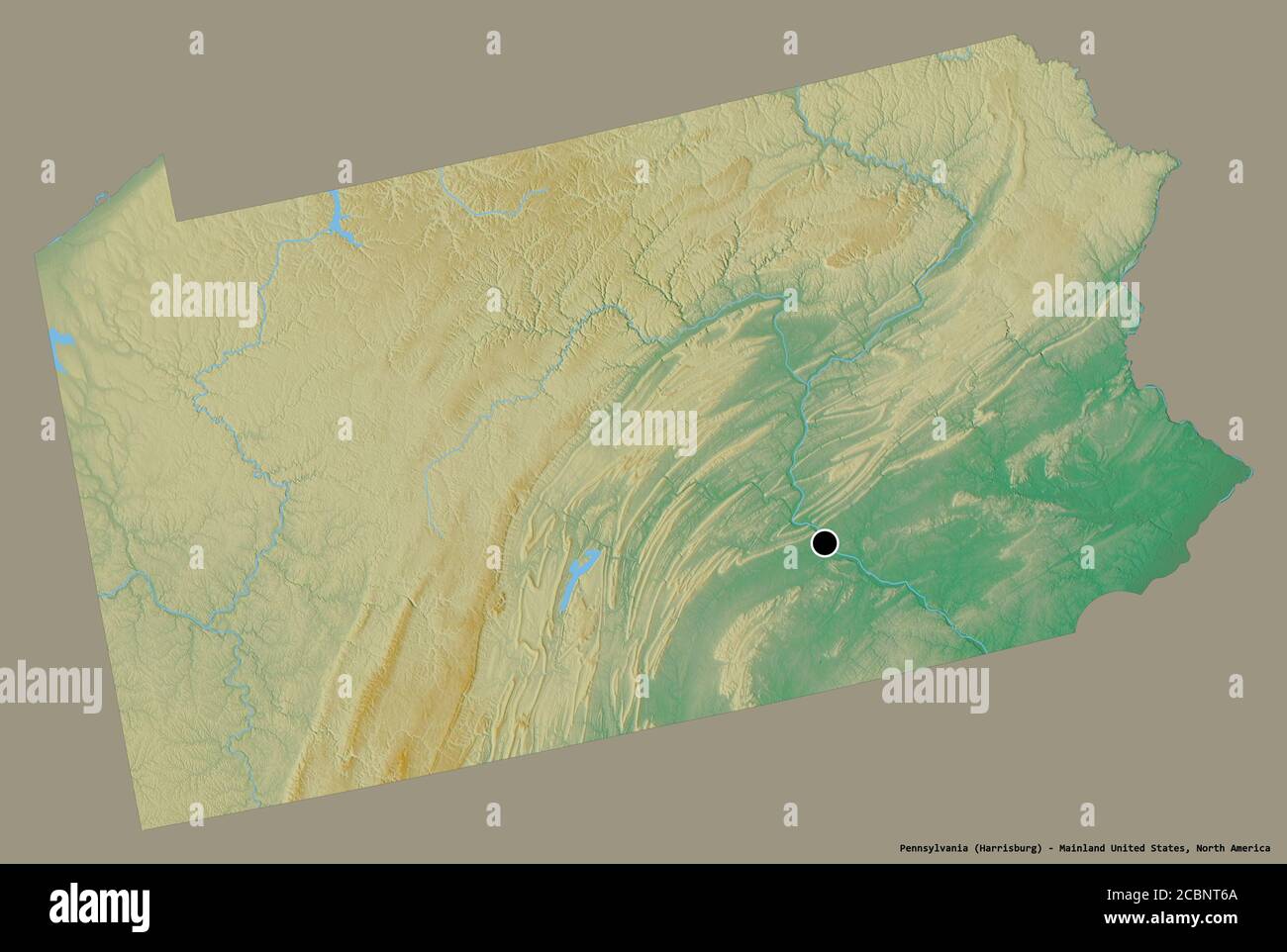 Shape of Pennsylvania, state of Mainland United States, with its ...