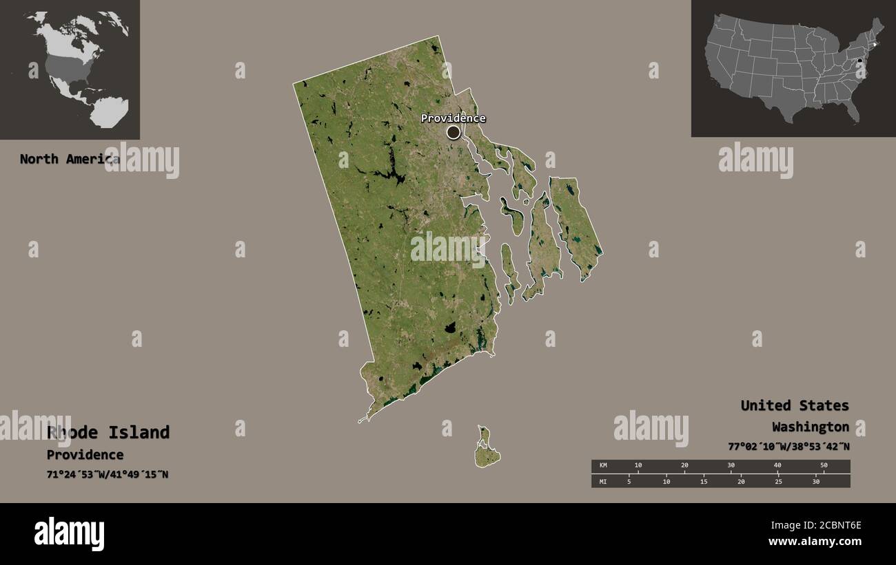 Shape of Rhode Island, state of Mainland United States, and its capital ...