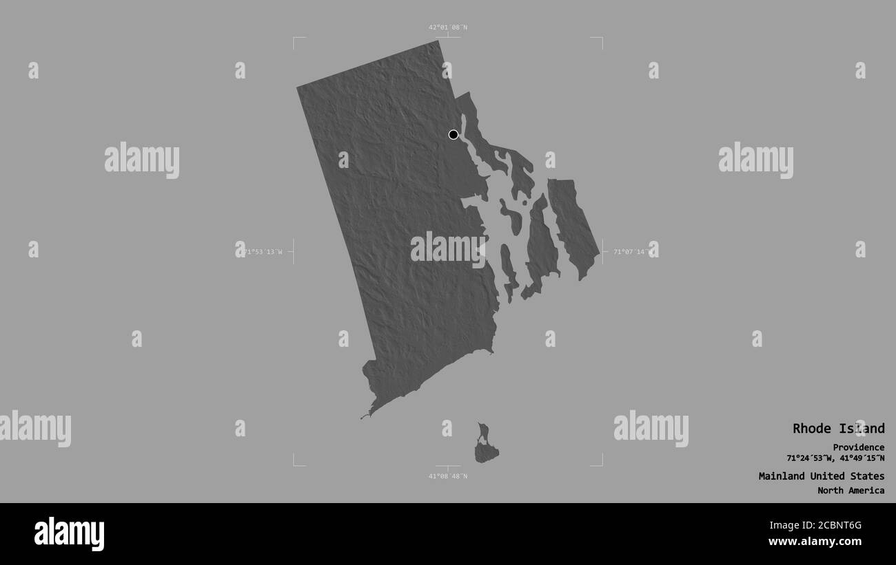 Area of Rhode Island, state of Mainland United States, isolated on a ...