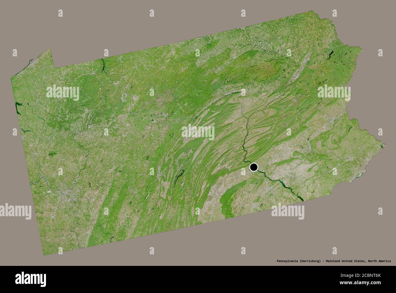 Shape of Pennsylvania, state of Mainland United States, with its ...