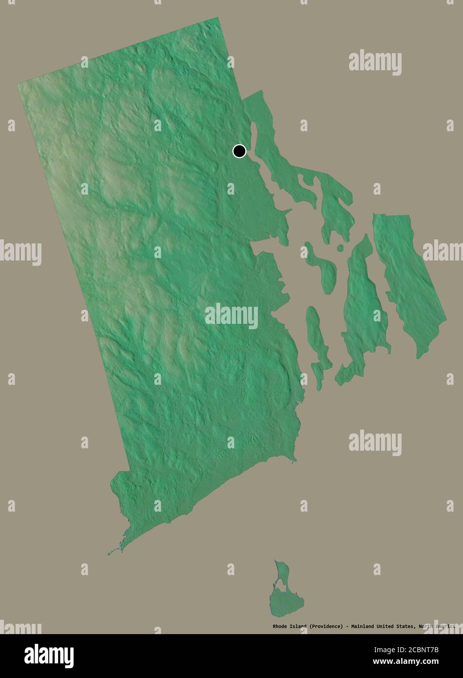 Shape of Rhode Island, state of Mainland United States, with its ...