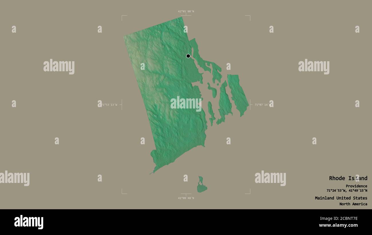 Area of Rhode Island, state of Mainland United States, isolated on a ...