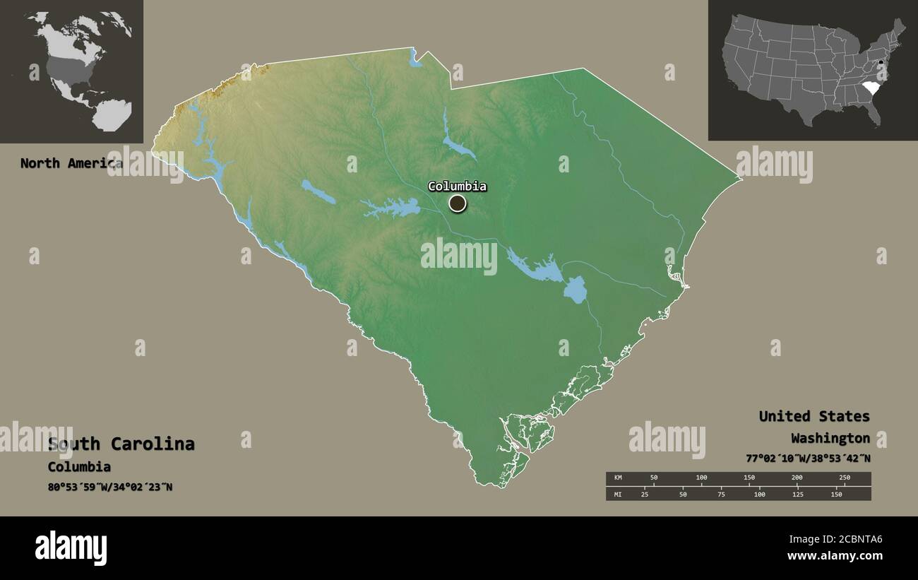 Shape of South Carolina, state of Mainland United States, and its ...