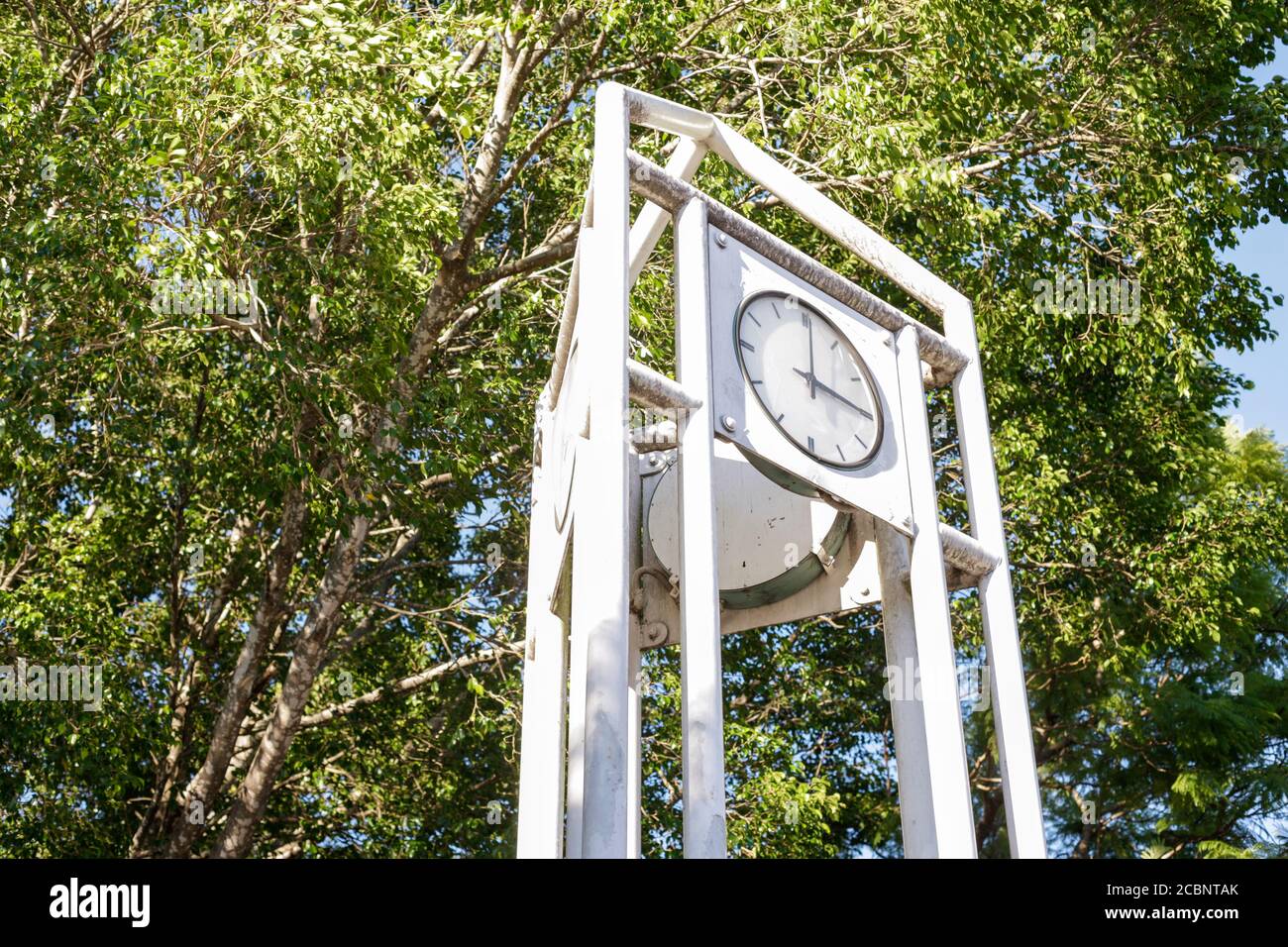 An outdoor clock in the Brisbane Amusement park Stock Photo - Alamy