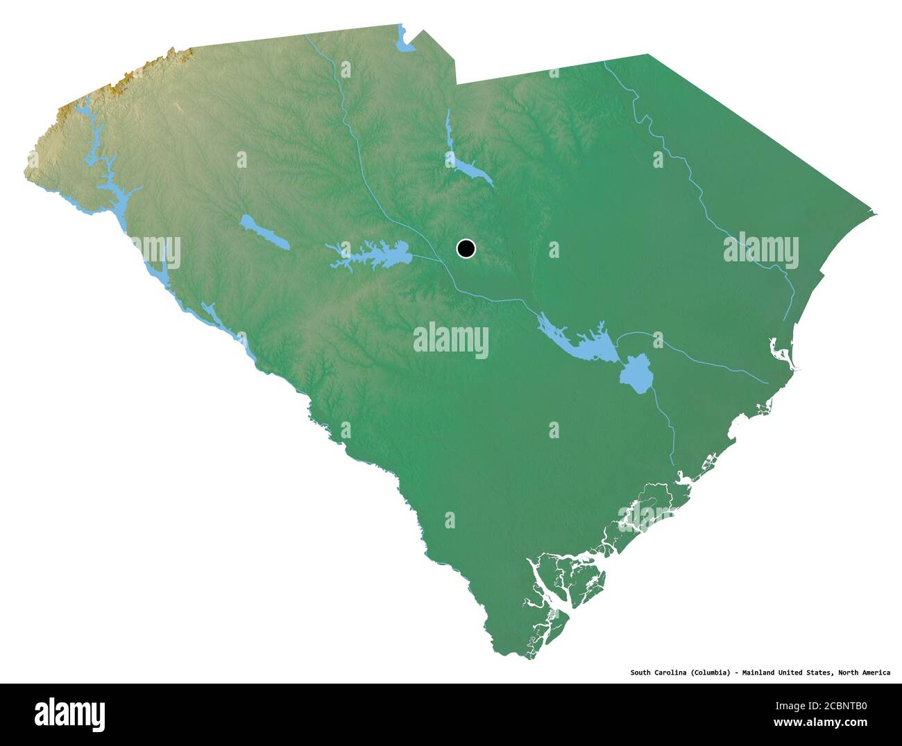 Shape of South Carolina, state of Mainland United States, with its ...