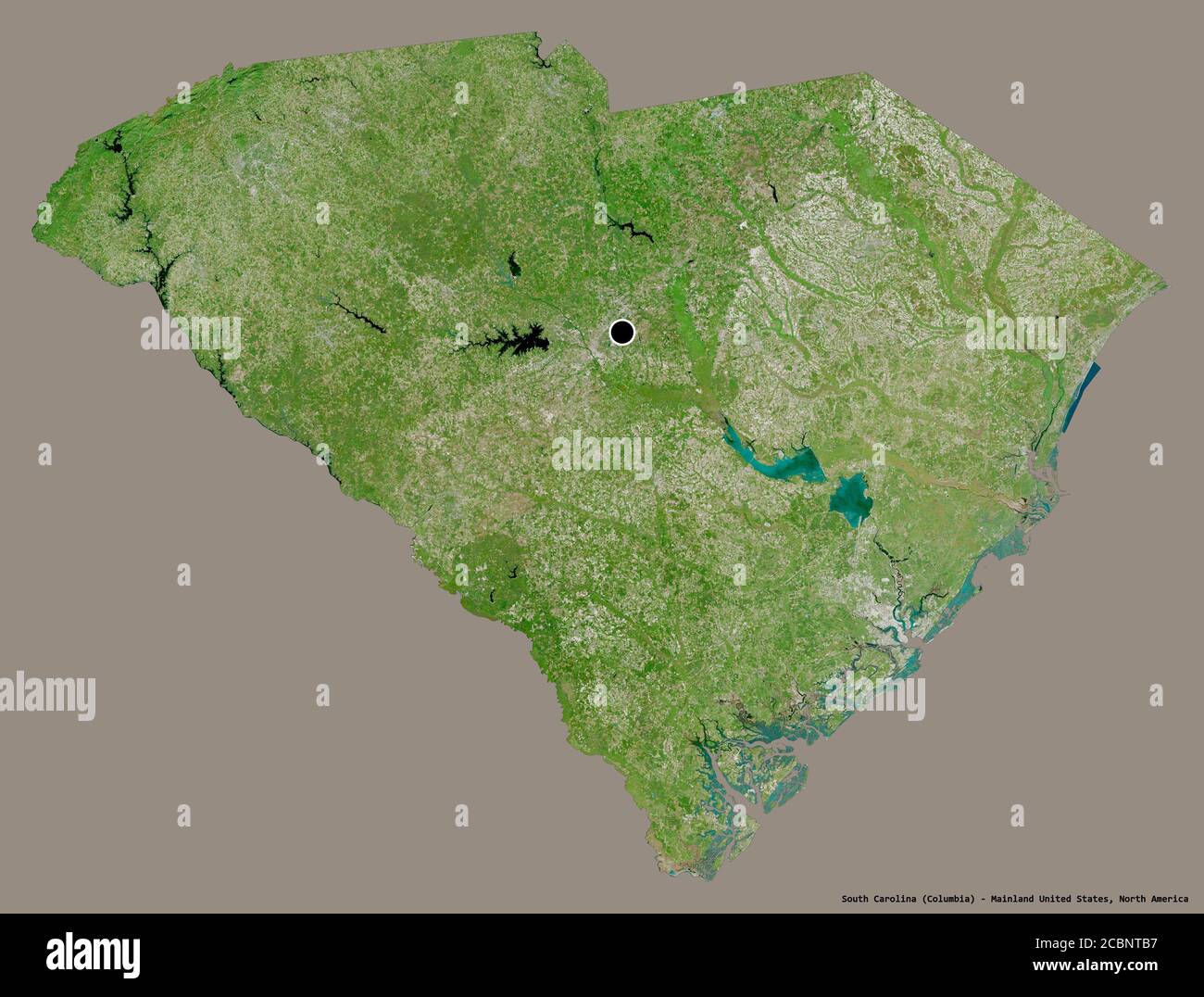 Shape of South Carolina, state of Mainland United States, with its ...
