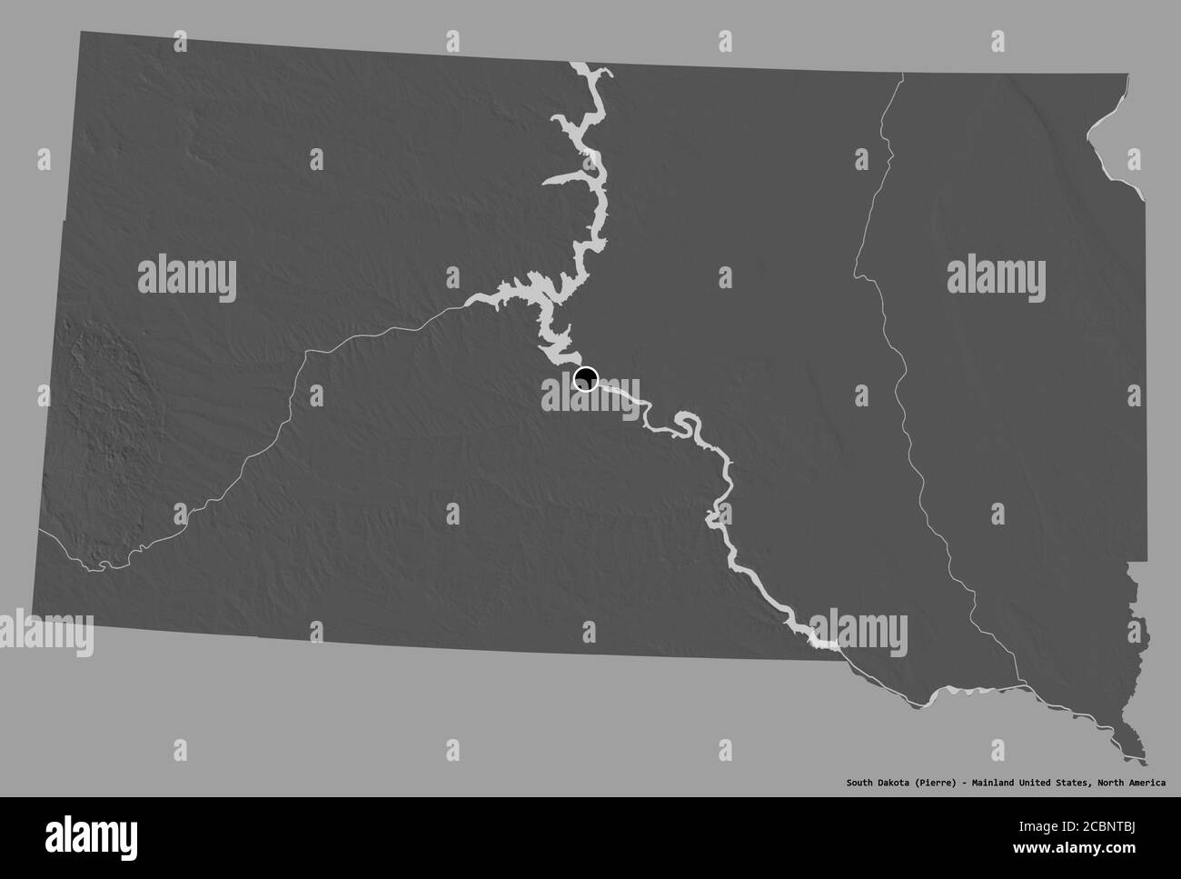 Shape of South Dakota, state of Mainland United States, with its ...