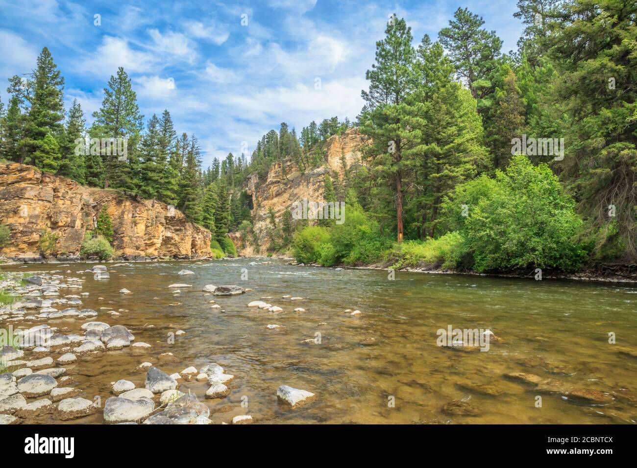cliffs along the blackfoot river above river junction near ovando ...