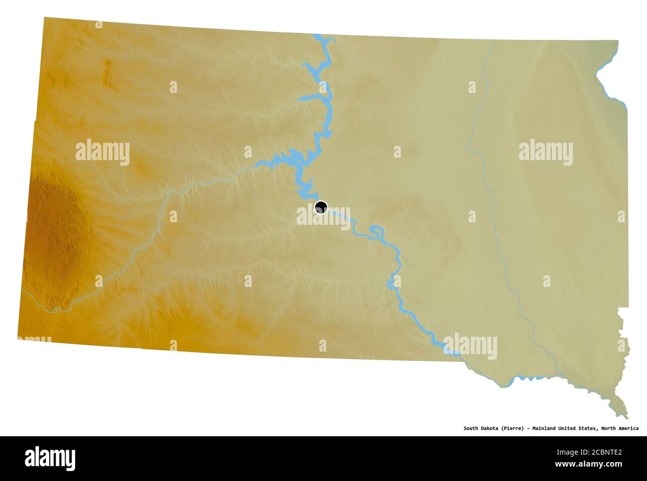 Shape of South Dakota, state of Mainland United States, with its ...
