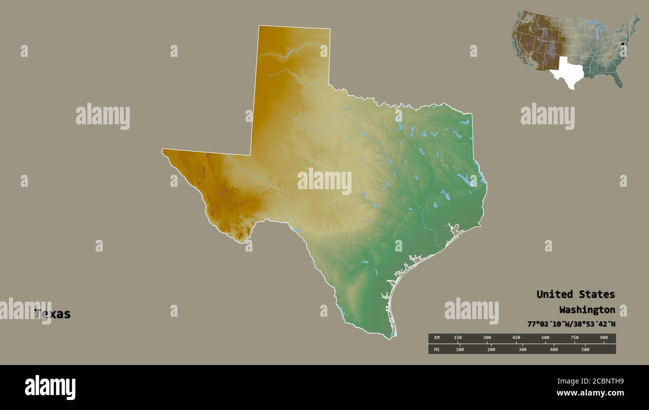 Shape of Texas, state of Mainland United States, with its capital ...