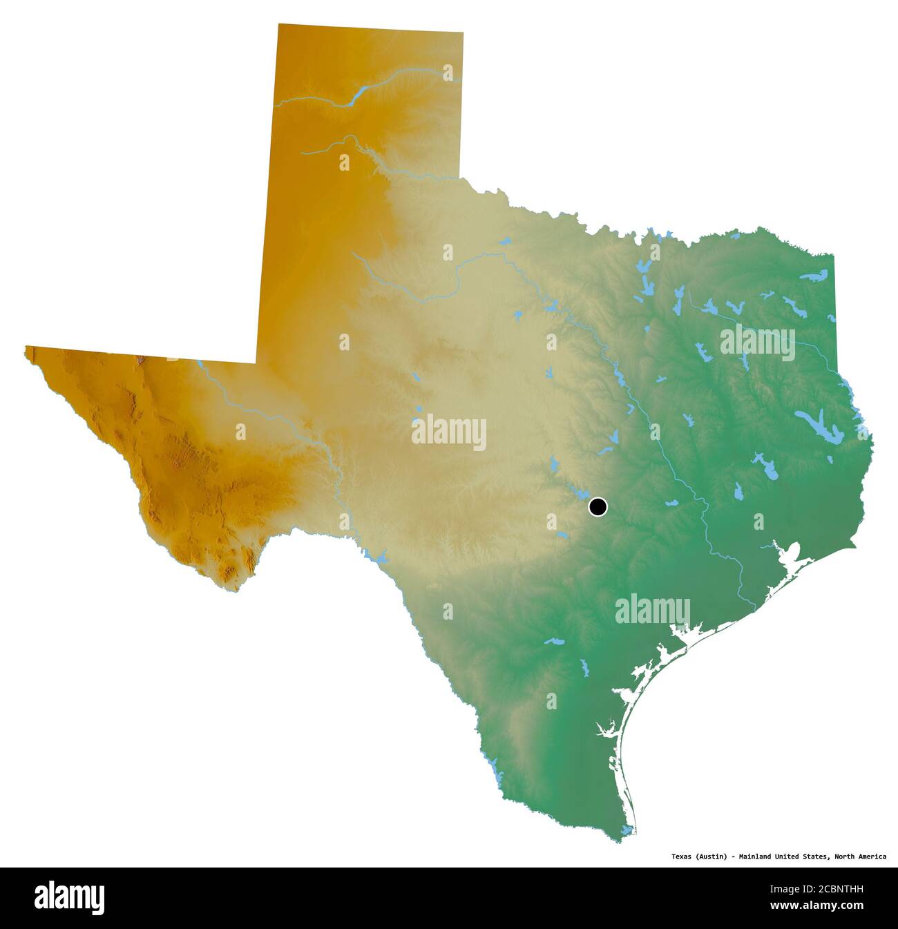 Shape of Texas, state of Mainland United States, with its capital ...