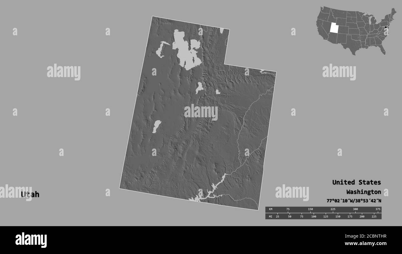 Shape of Utah, state of Mainland United States, with its capital ...