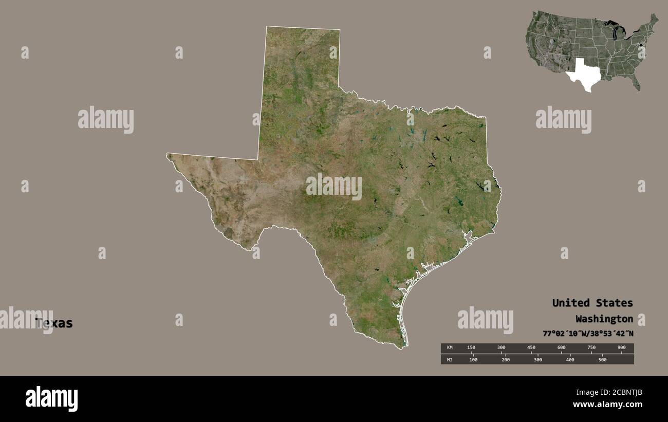 Shape of Texas, state of Mainland United States, with its capital ...