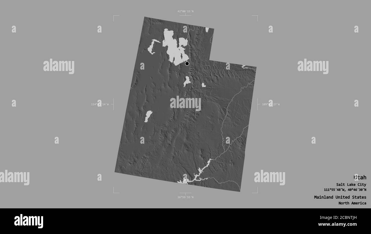 Area of Utah, state of Mainland United States, isolated on a solid ...