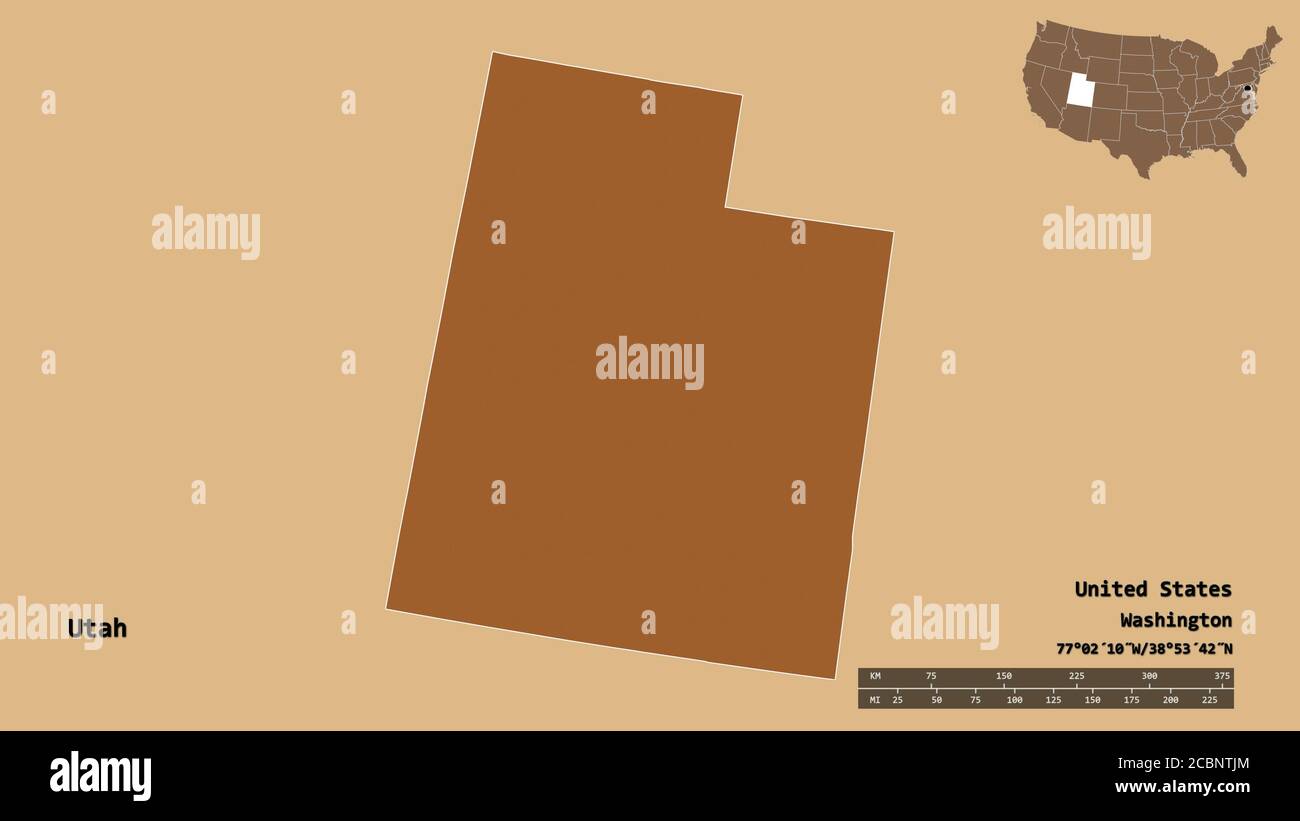 Shape of Utah, state of Mainland United States, with its capital ...