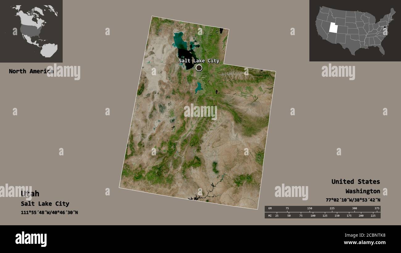 Shape of Utah, state of Mainland United States, and its capital ...