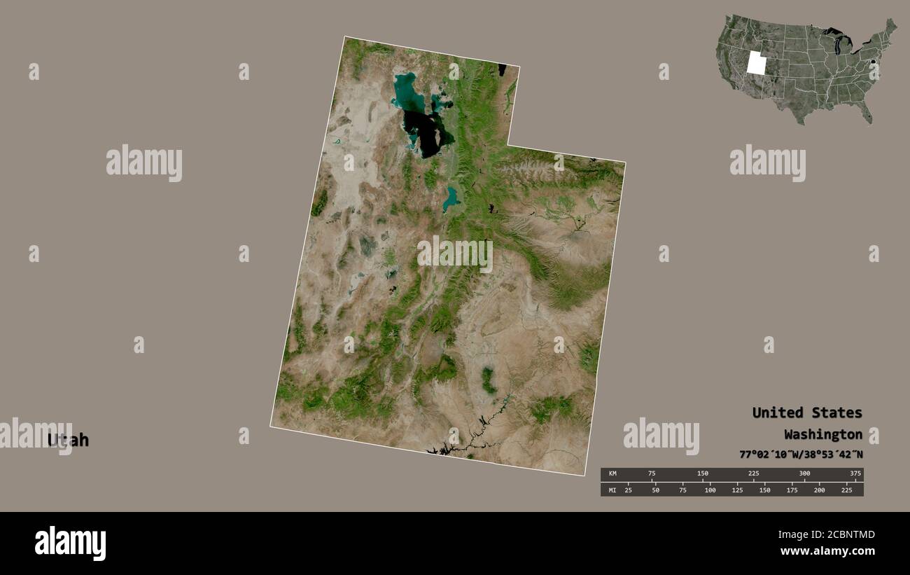 Shape of Utah, state of Mainland United States, with its capital ...