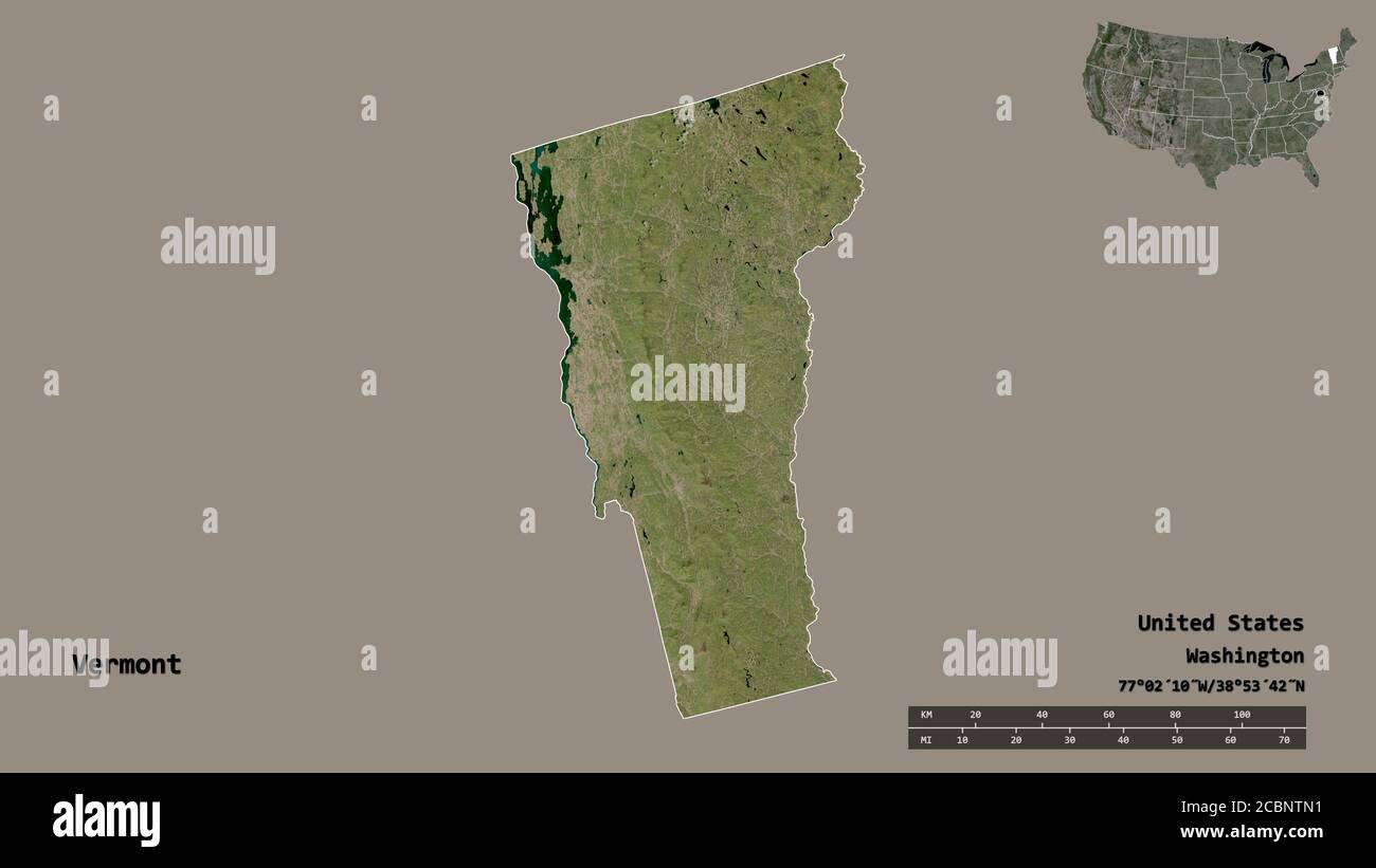 Shape of Vermont, state of Mainland United States, with its capital ...
