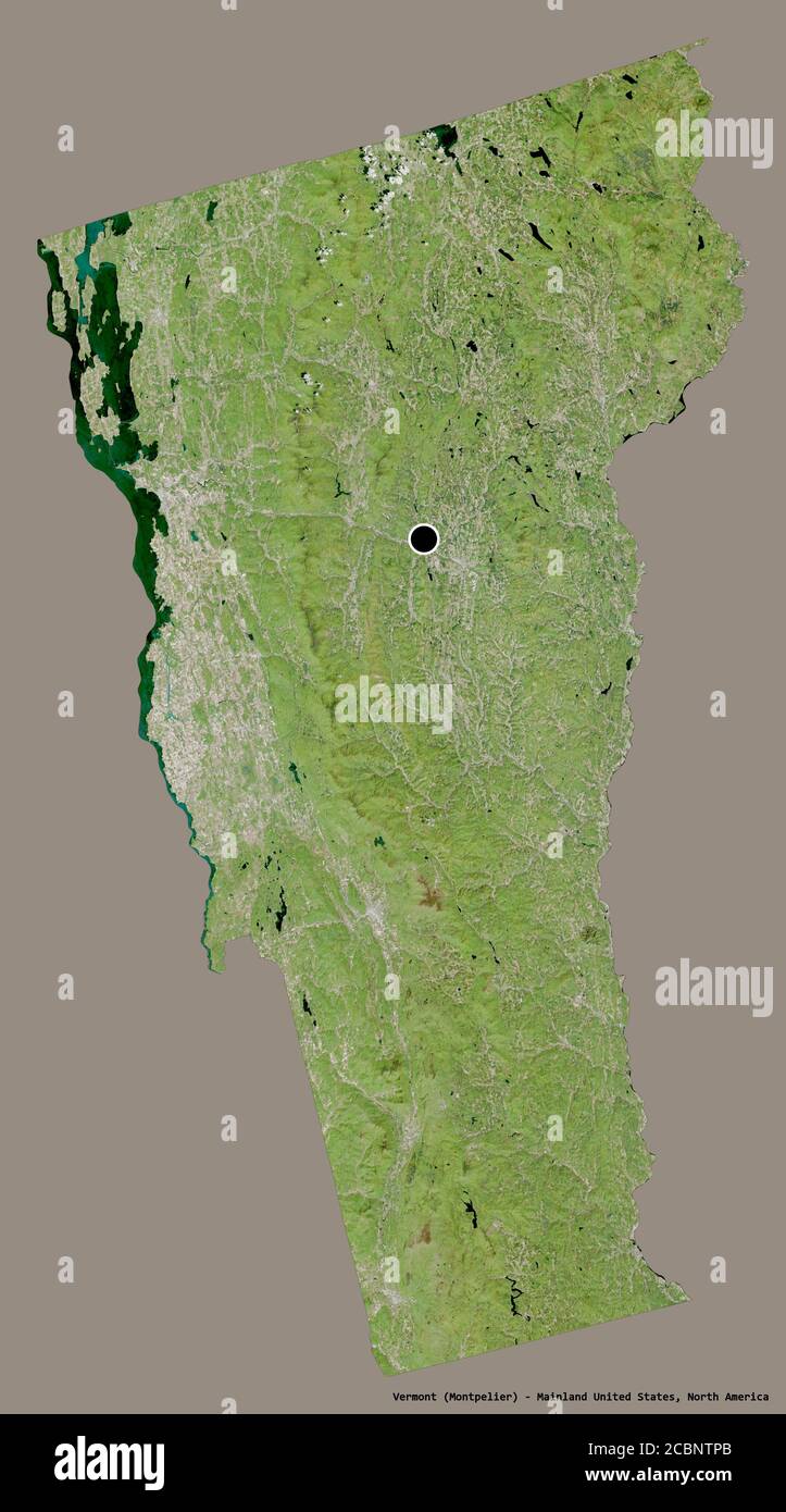 Shape of Vermont, state of Mainland United States, with its capital ...