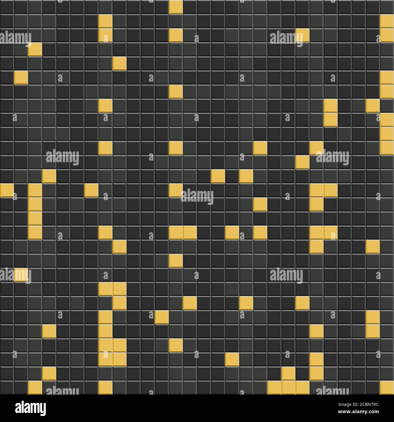 Black and yellow small cubical bricks pattern on solid sheet of ...