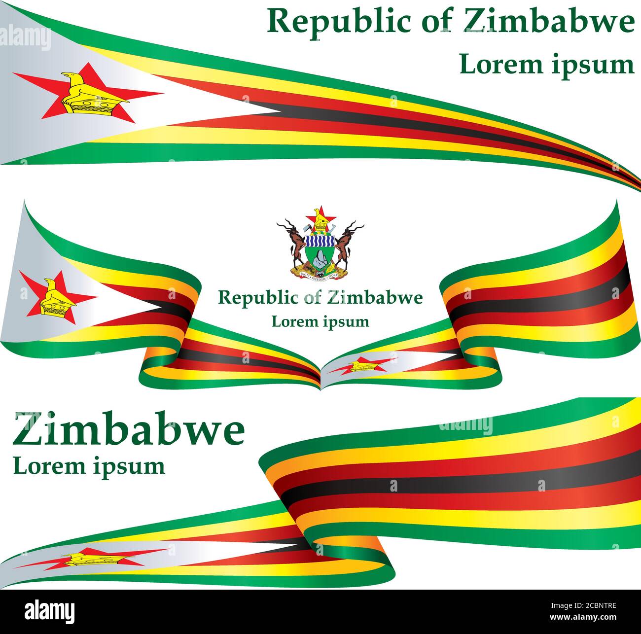 Flag of Zimbabwe, Republic of Zimbabwe. Template for award design, an ...