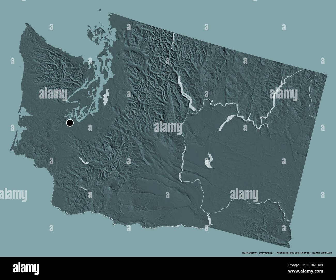Shape of Washington, state of Mainland United States, with its capital ...
