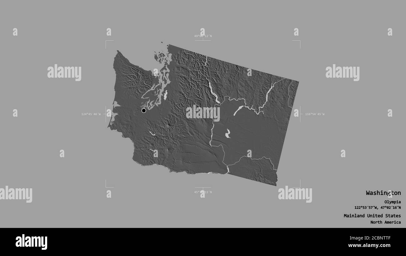 Area of Washington, state of Mainland United States, isolated on a ...