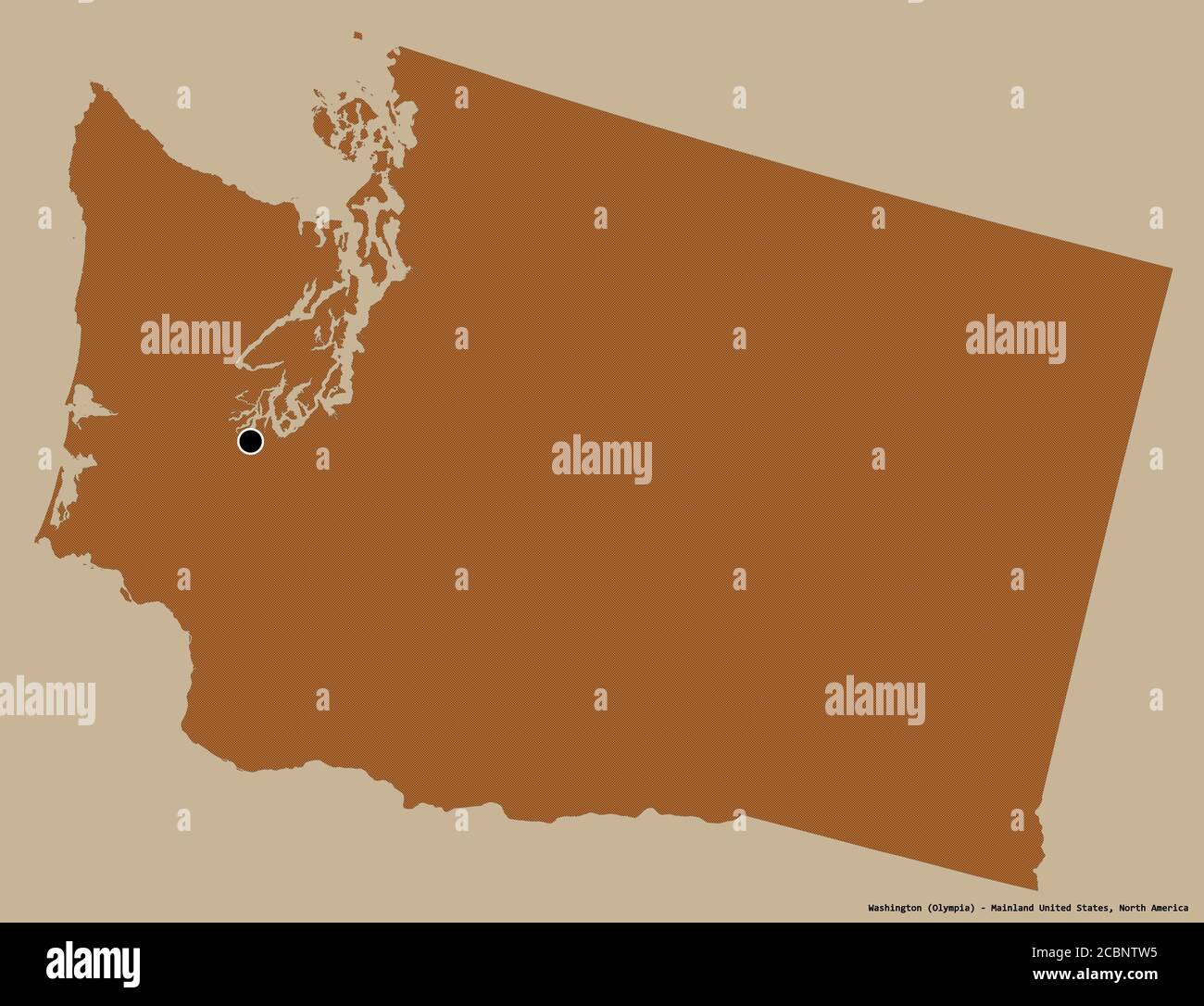 Shape of Washington, state of Mainland United States, with its capital ...