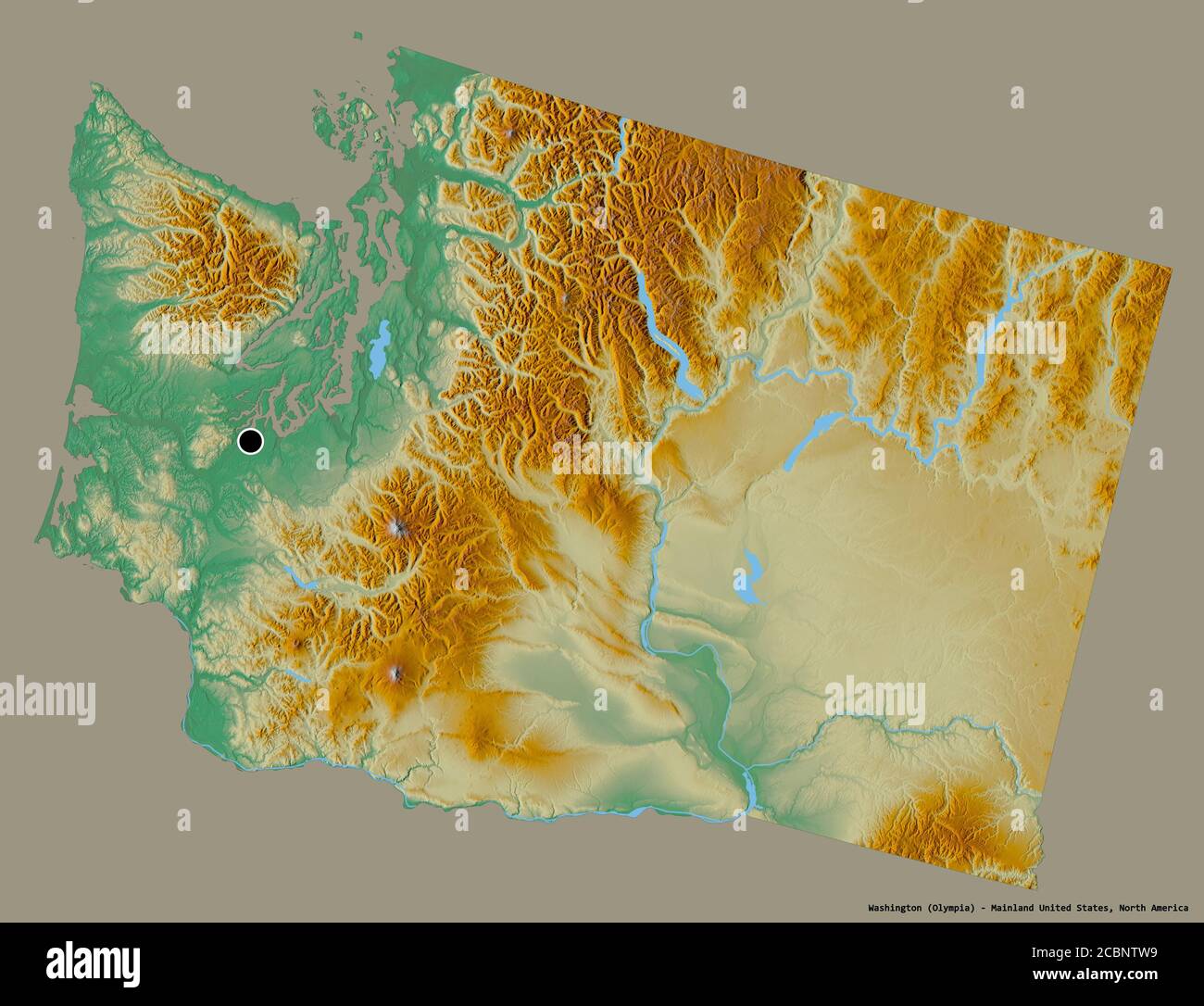 Shape of Washington, state of Mainland United States, with its capital ...