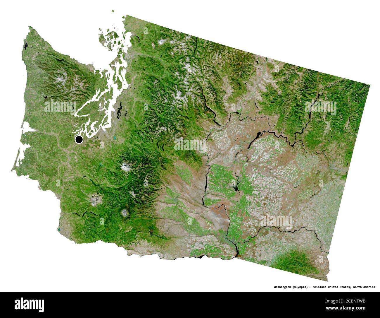 Shape of Washington, state of Mainland United States, with its capital ...