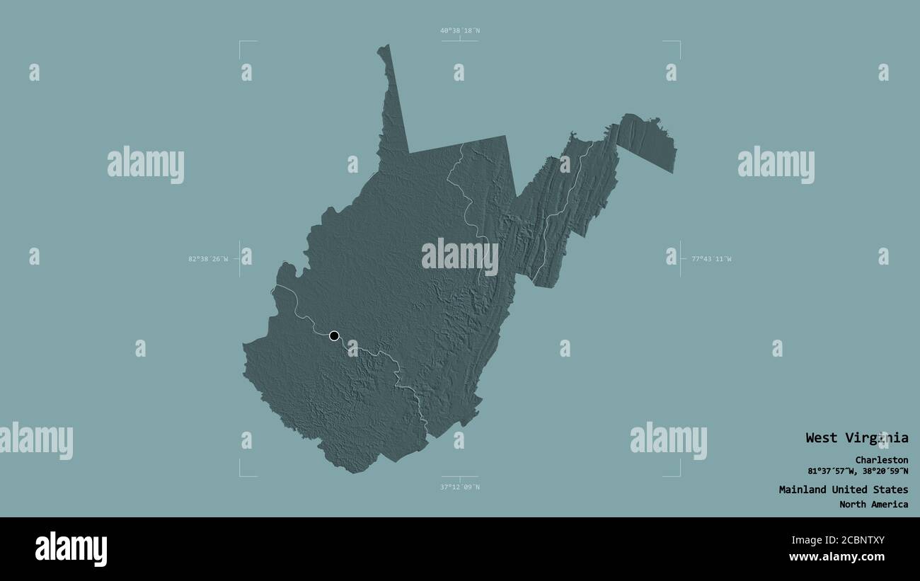 Area of West Virginia, state of Mainland United States, isolated on a ...