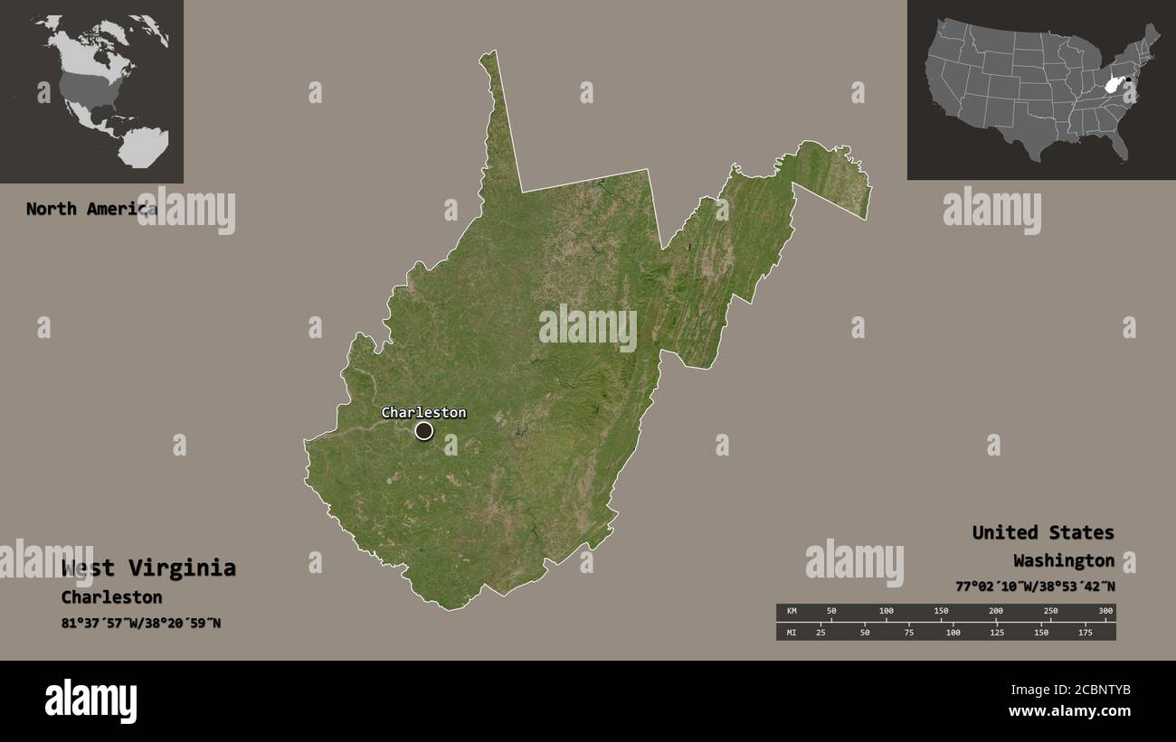 Shape of West Virginia, state of Mainland United States, and its ...