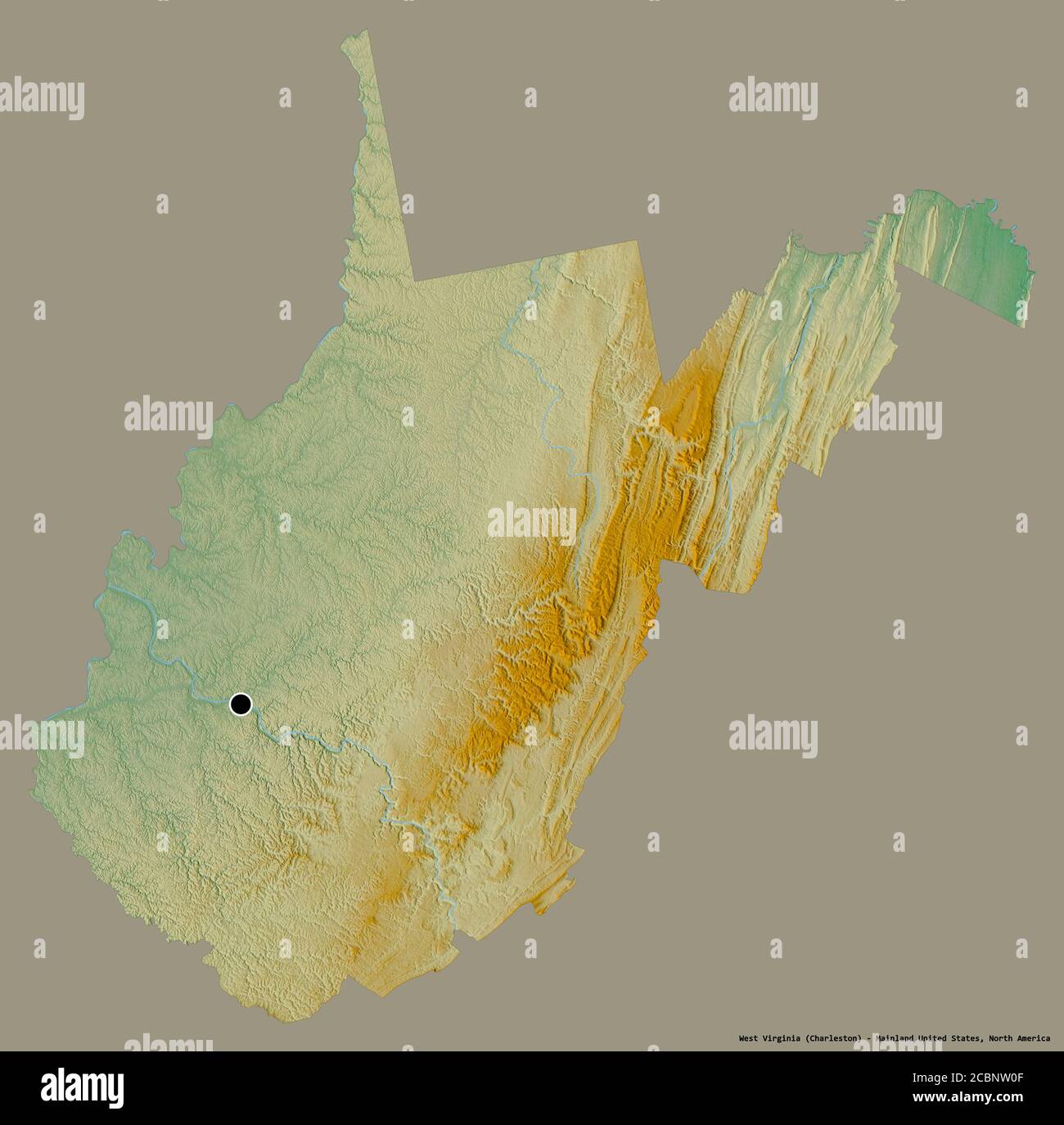 West virginia map relief hi-res stock photography and images - Alamy