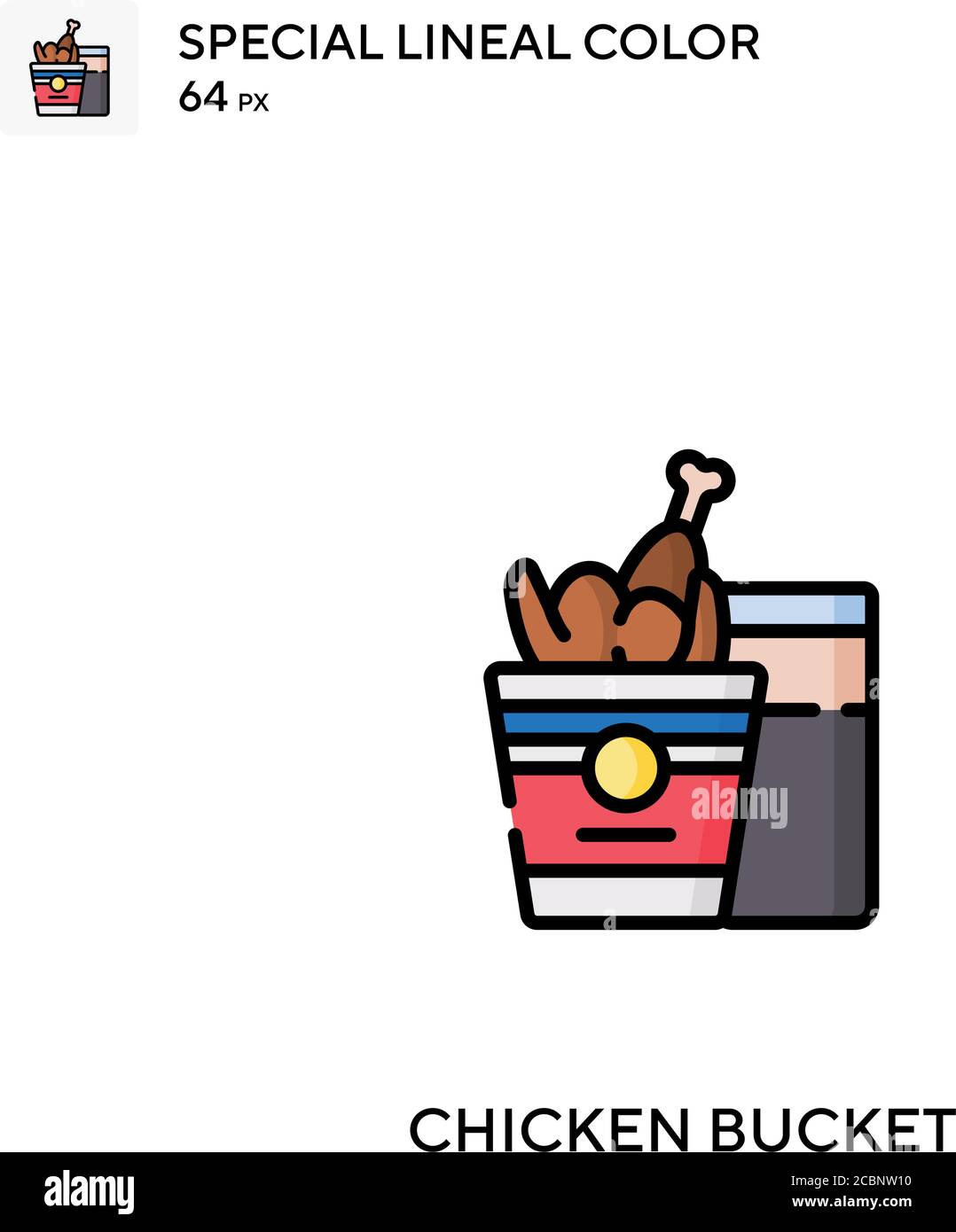 Chicken bucket Special lineal color vector icon. Chicken bucket icons ...