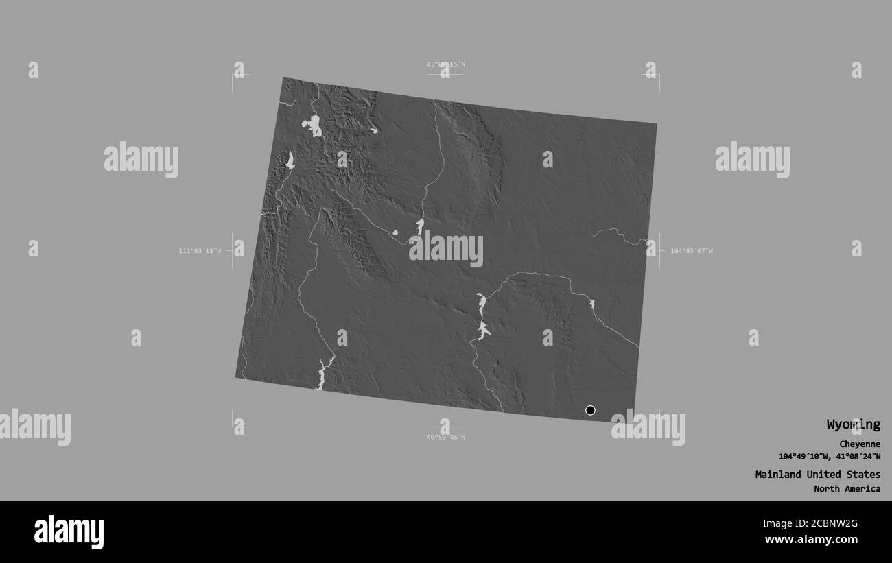 Area of Wyoming, state of Mainland United States, isolated on a solid ...