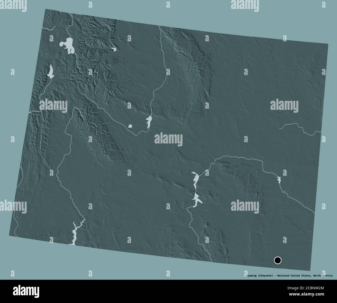 Shape of Wyoming, state of Mainland United States, with its capital ...