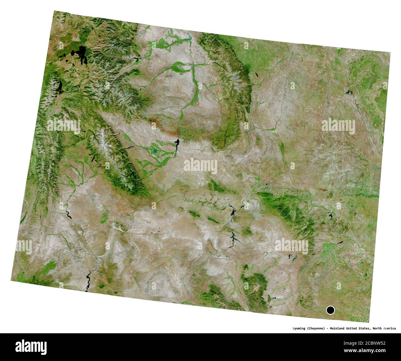 Shape of Wyoming, state of Mainland United States, with its capital ...
