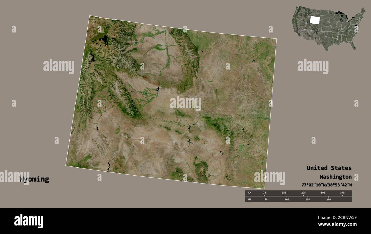Shape of Wyoming, state of Mainland United States, with its capital ...