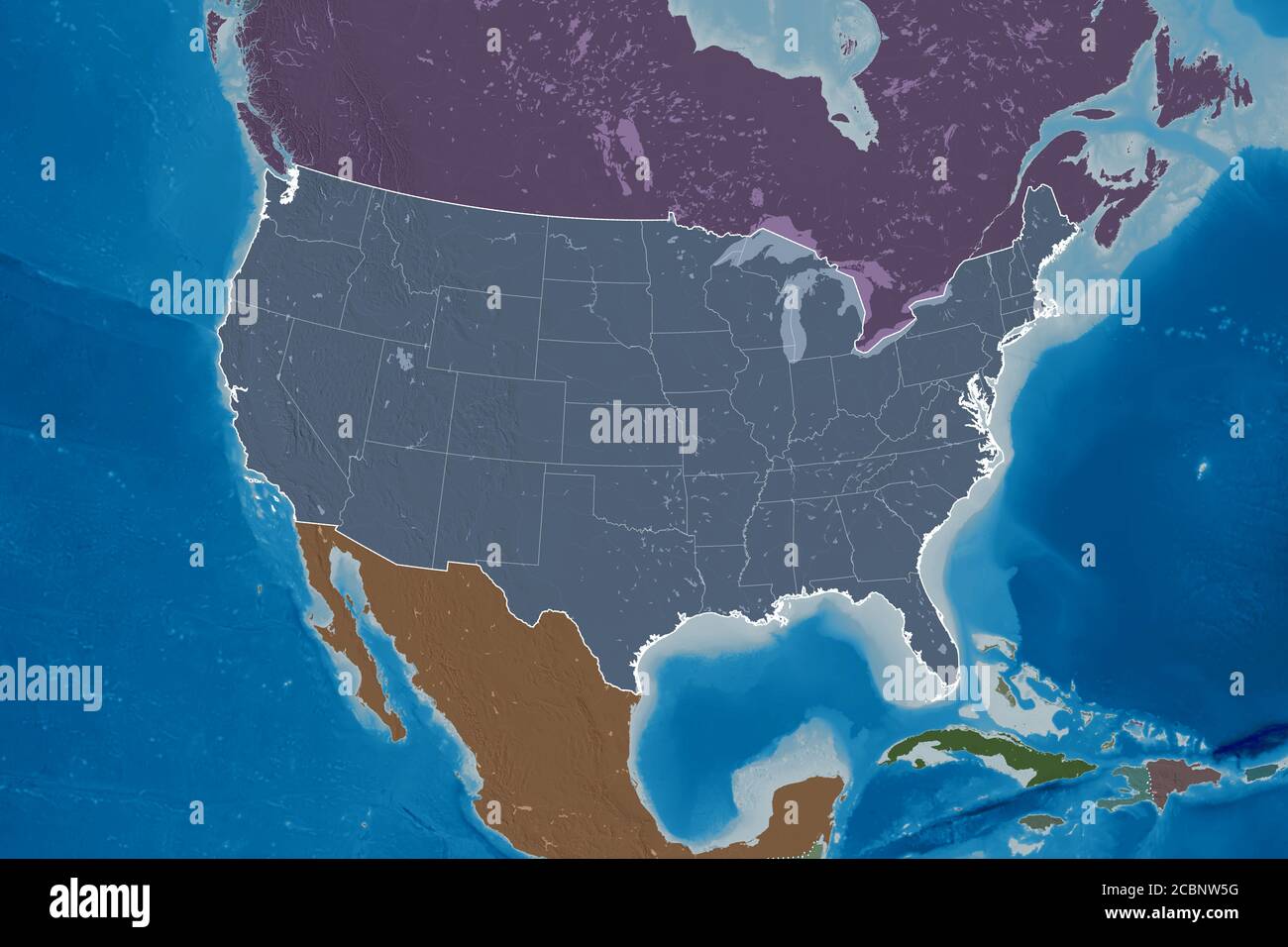 Extended area of Mainland United States with country outline ...
