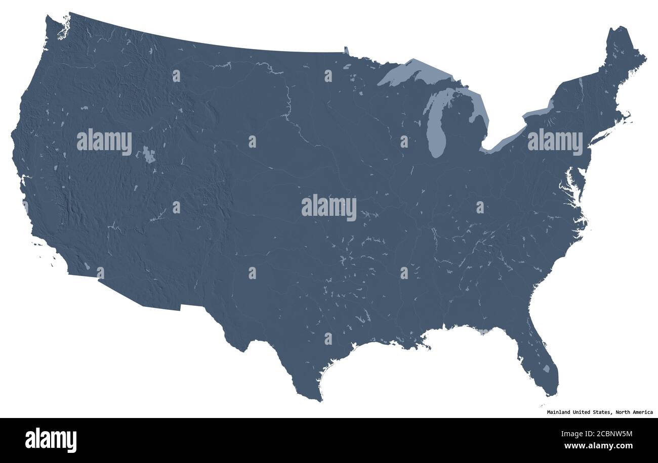 Shape of Mainland United States with its capital isolated on white ...