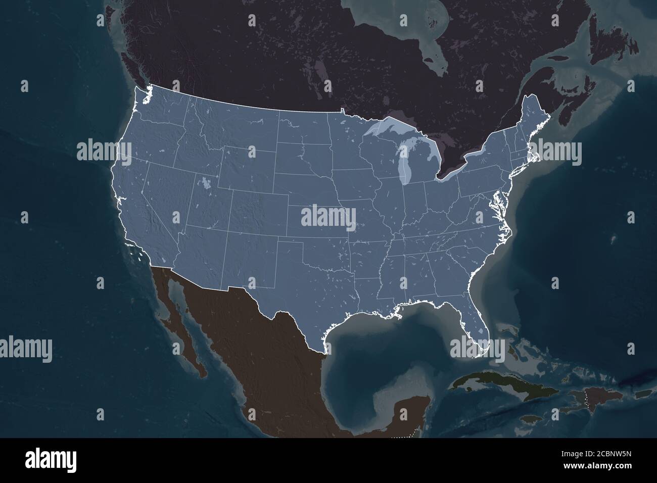 Shape of Mainland United States separated by the desaturation of ...