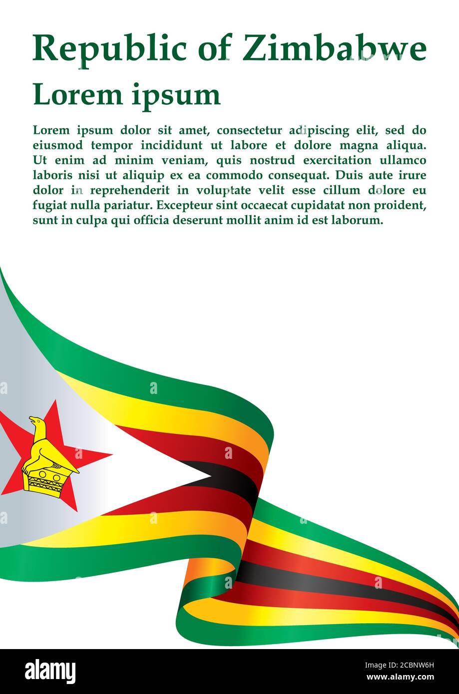 Flag of Zimbabwe, Republic of Zimbabwe. Template for award design, an ...