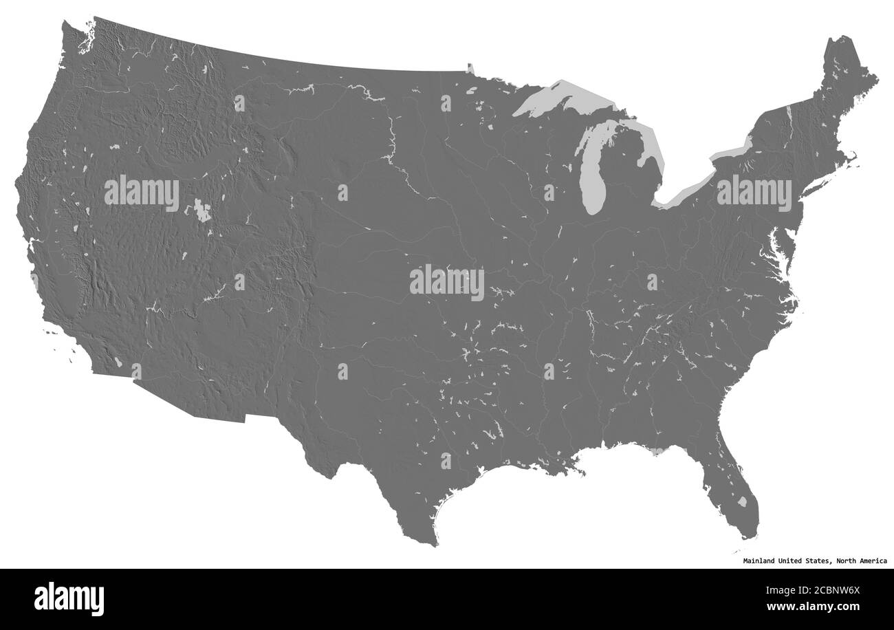 Shape of Mainland United States with its capital isolated on white ...