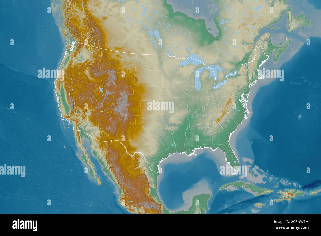 Extended area of Mainland United States with country outline ...